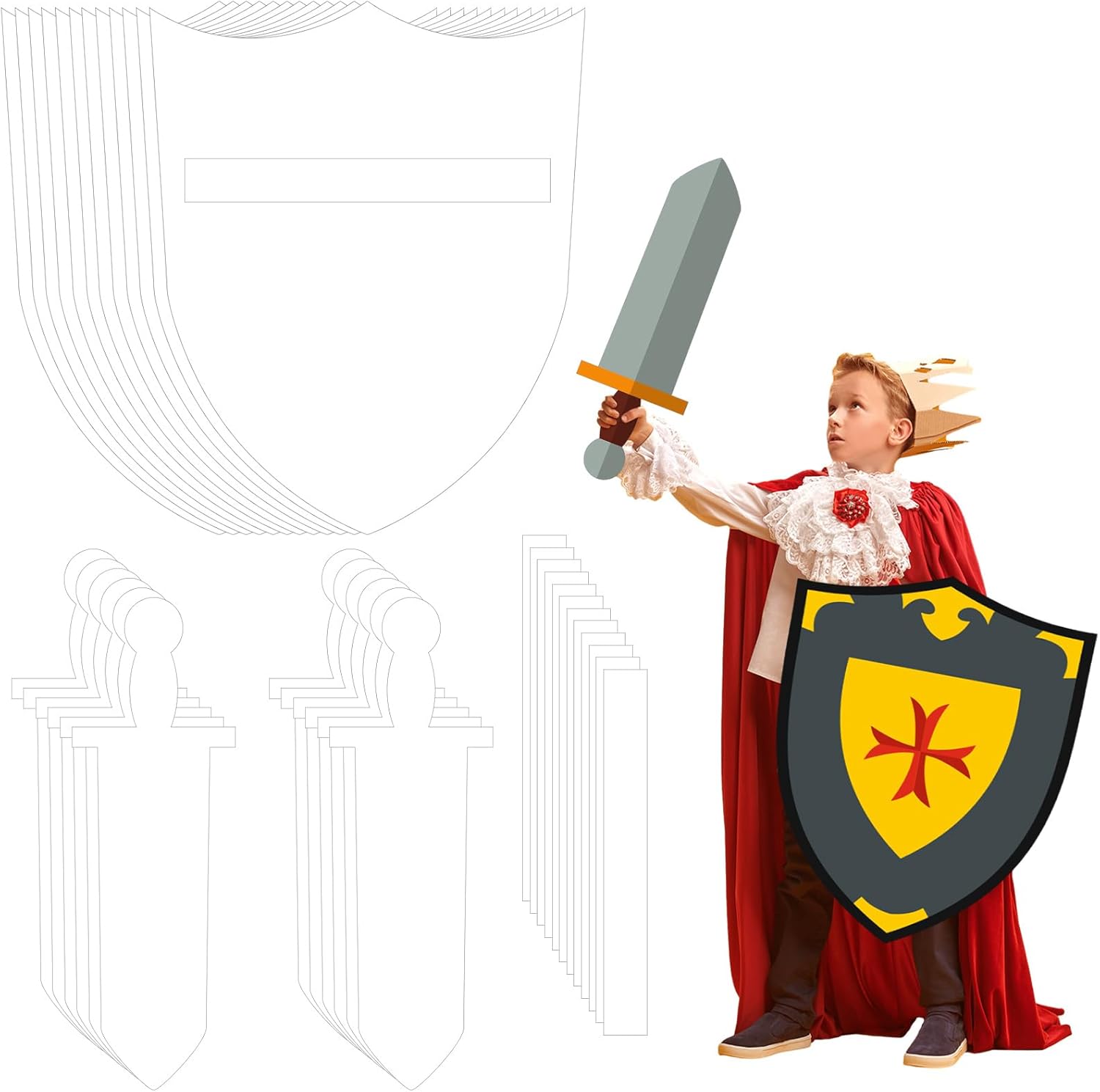 Amazon.com: Sayglossy 24 Pcs DIY Cardboard Shield Kit and Swords for ...