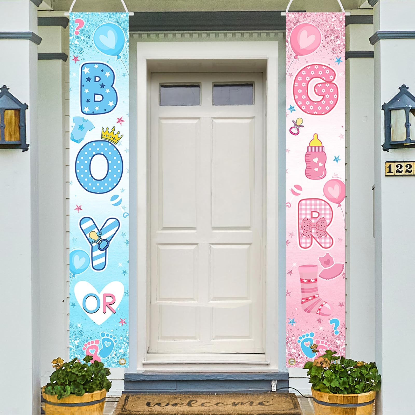 Amazon.com : He or She Garden Flag 12x18" Double Sided Pink and Blue ...