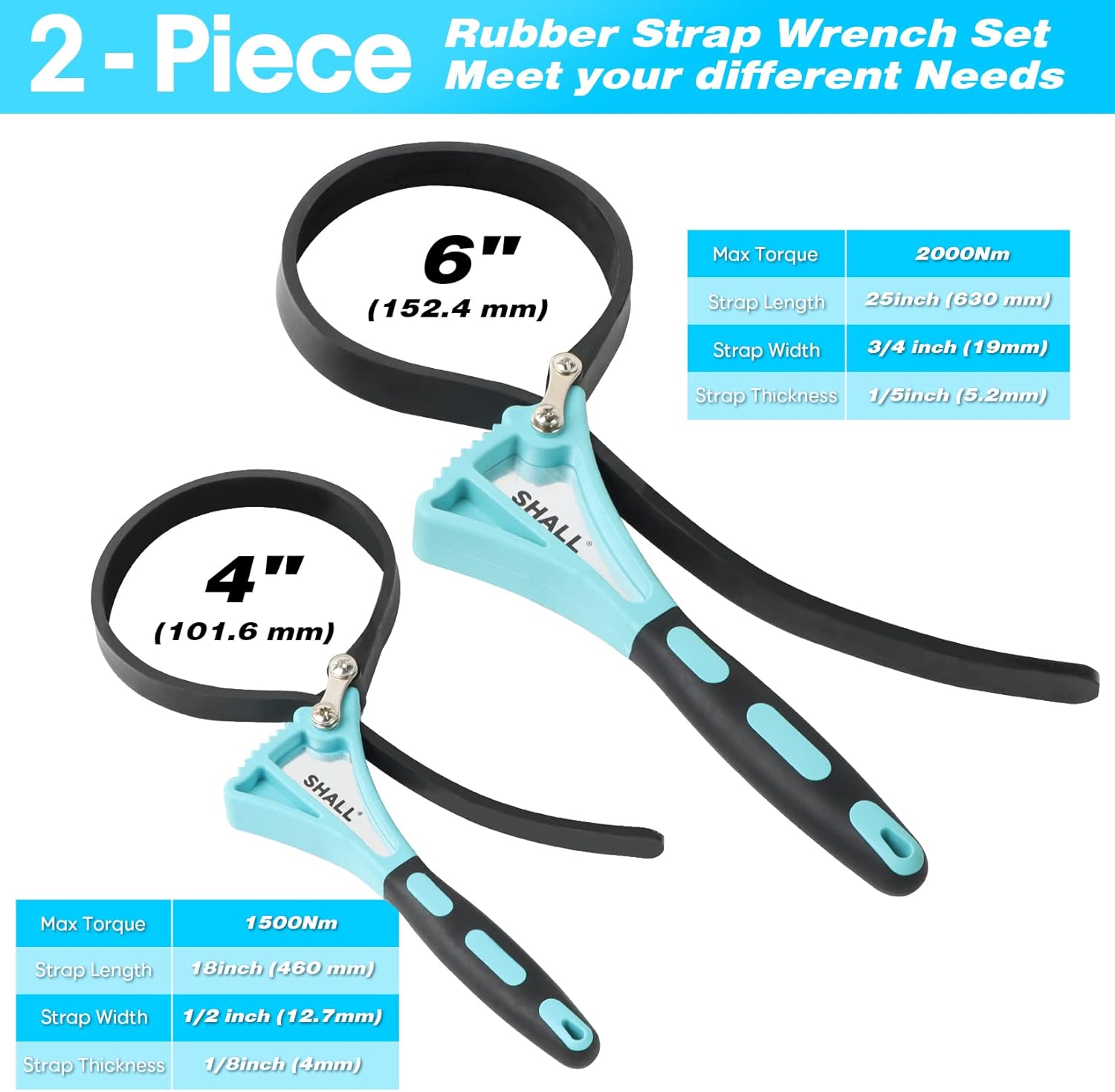 Buy SHALL 2-piece Oil Filter Wrench Set and 2-piece Strap Wrench Set ...