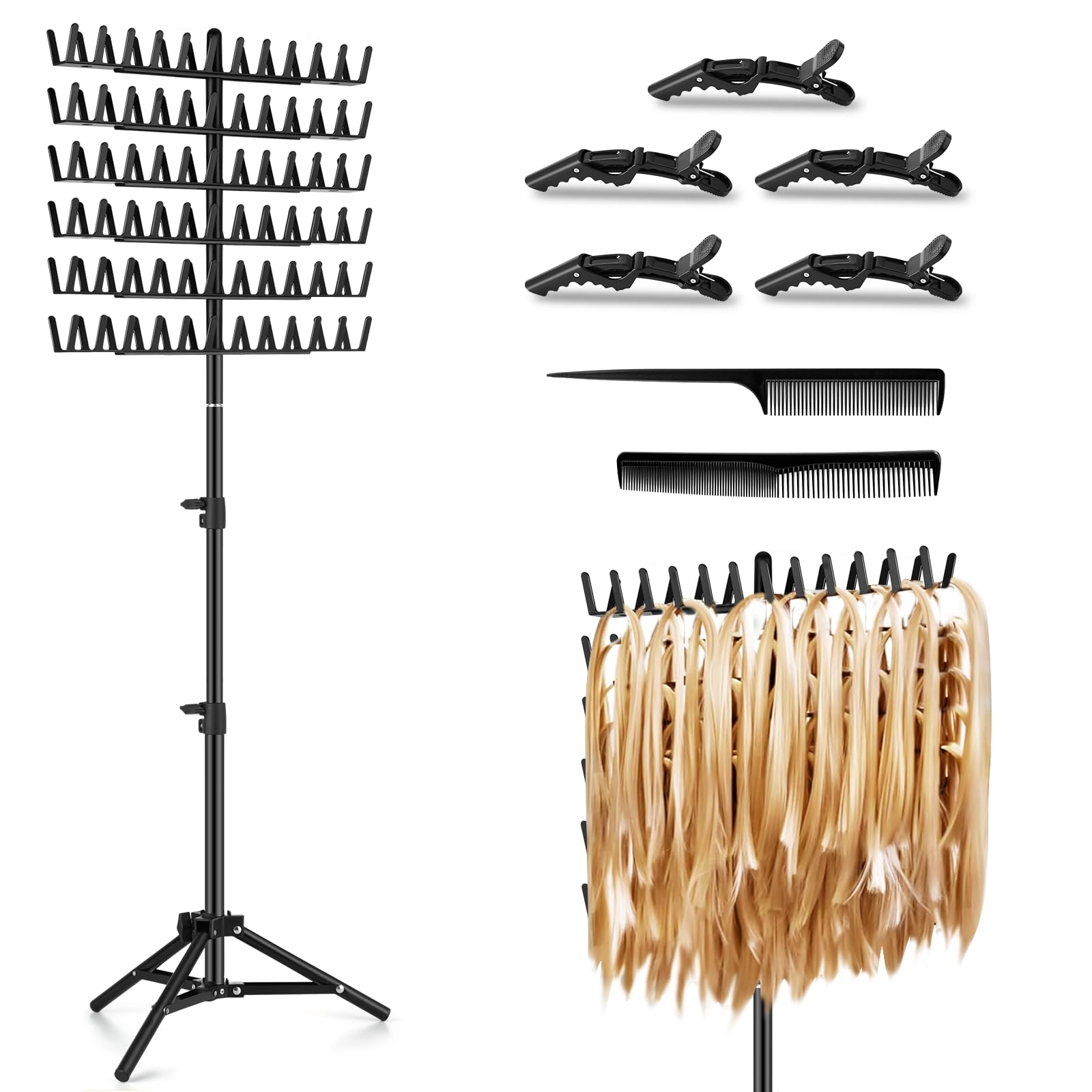 Amazon.com: JANMPASK Braiding Hair Rack Height Adjustable 144 Pegs ...
