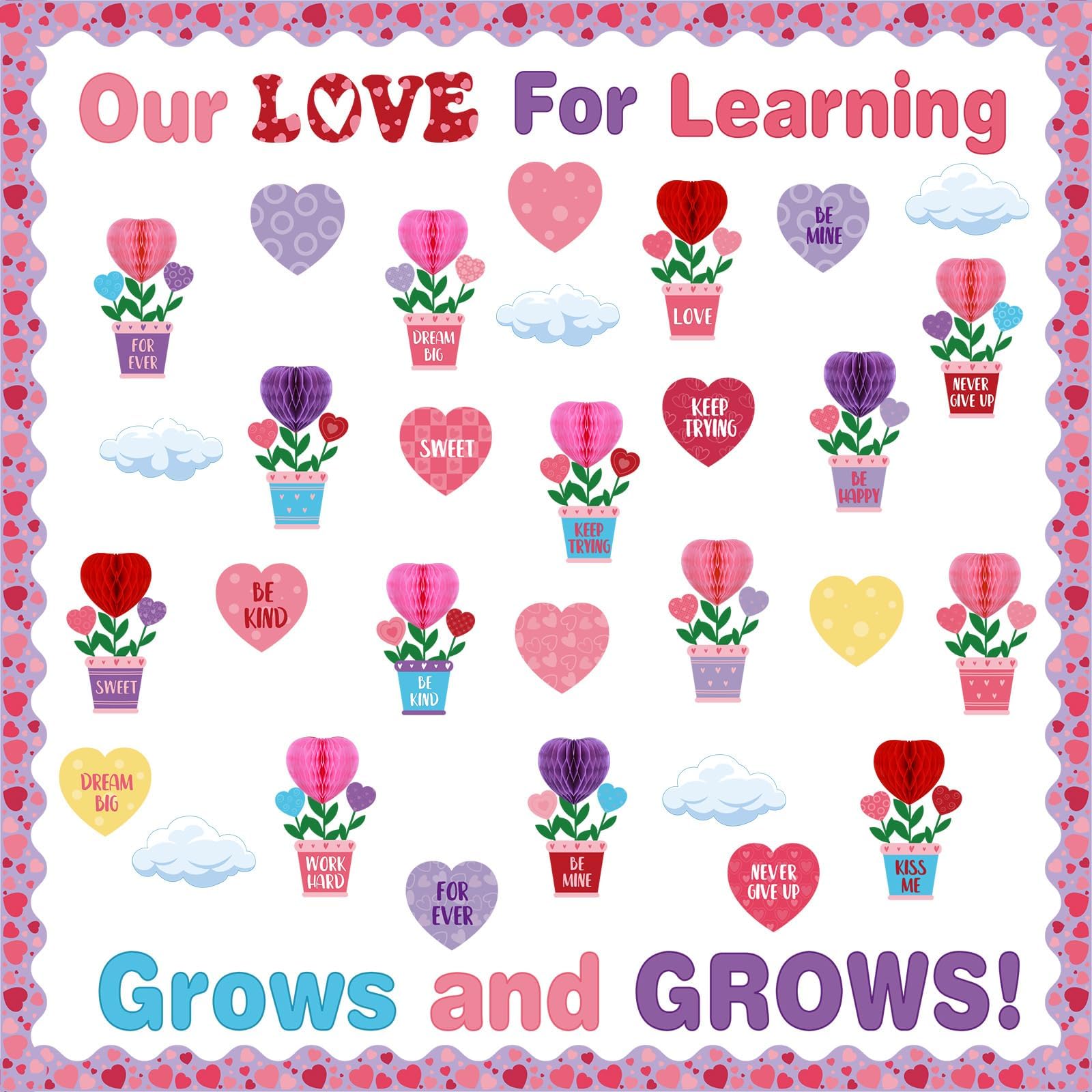Amazon.com: 56Pcs Valentine's Day Classroom Bulletin Board Decorations ...