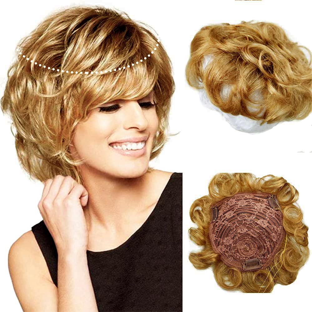 Amazon.com : AiUree Short Curly Toupee Clip in 100% Real Human Hair ...