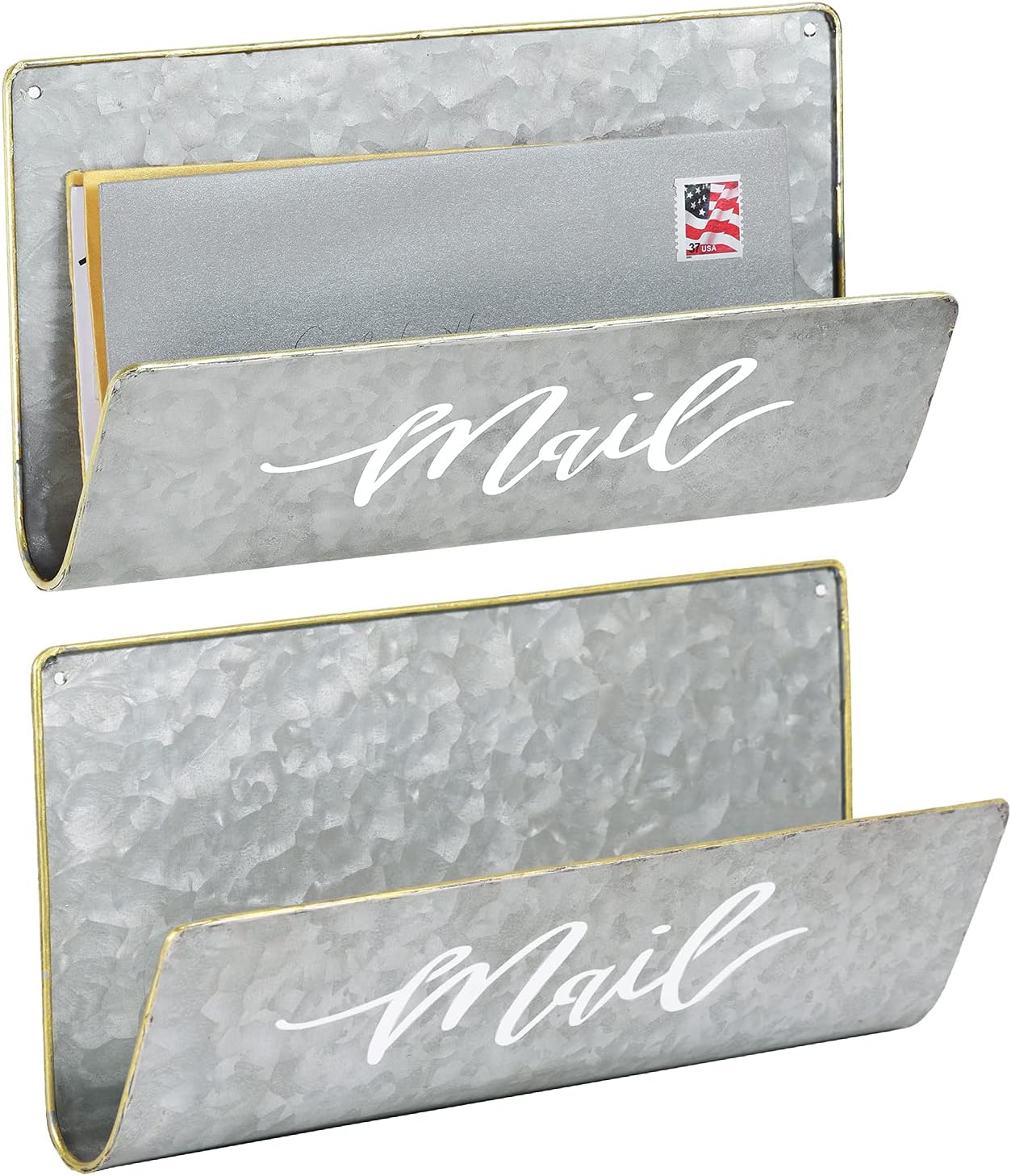 Amazon.com: MyGift Wall Mounted Rustic Galvanized Metal Mail Organizer ...