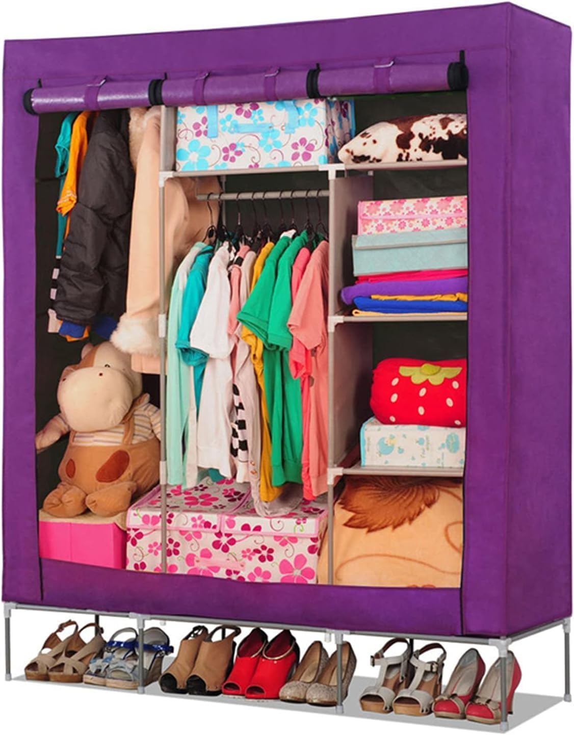 Amazon.com: PEYNIR Fabric Wardrobe Temporary Closet Detachable Portable ...