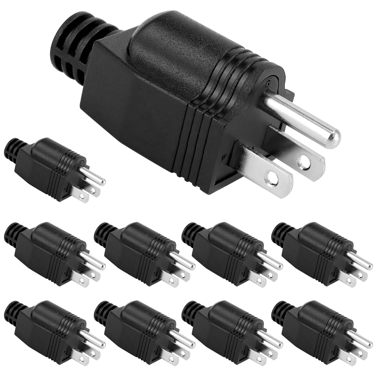 QWORK Electrical Replacement Plugs, 125 Volt, 15 Amp, 3 Prong with 2 ...