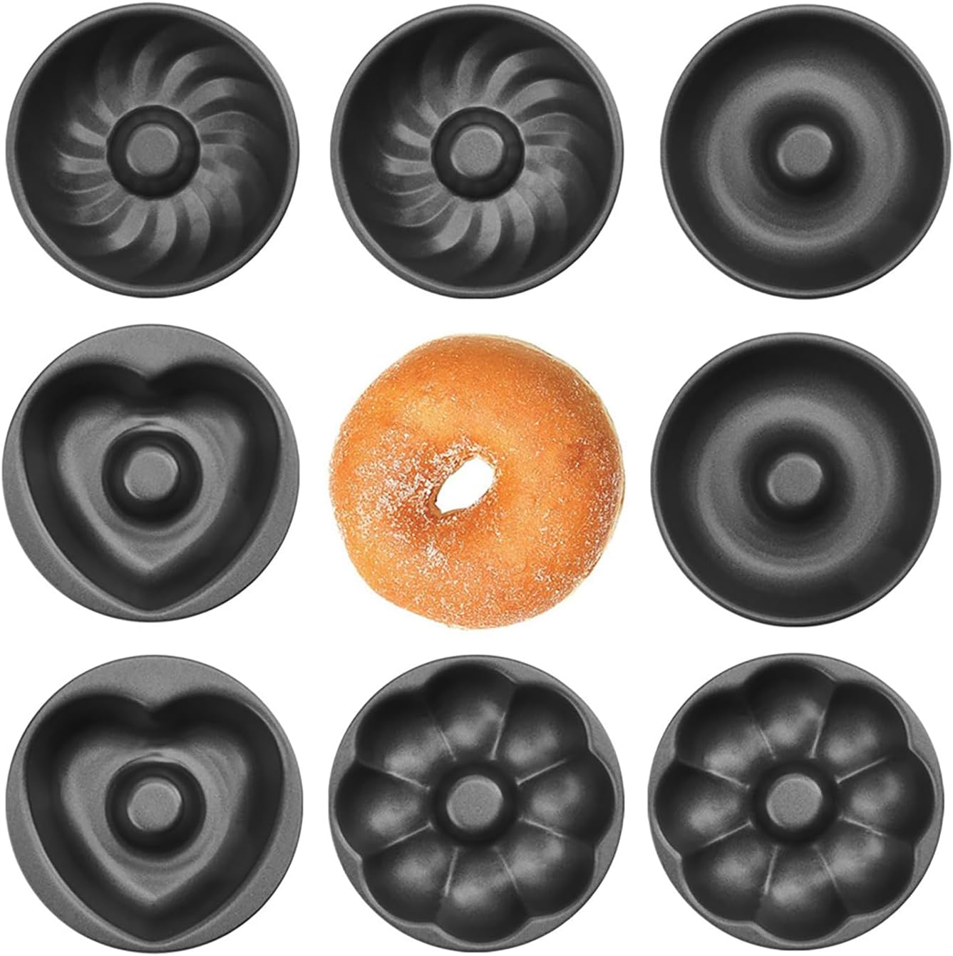 Amazon.com: Bntyok Donut Pan Set of 8 Mini Donut Pan 3 Inch Non stick ...