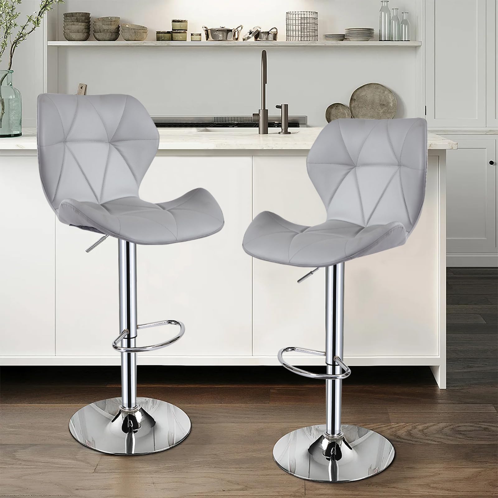 SONGMICS Tabouret de bar, Lot de 2, Chaise haute, Hauteur réglable ...