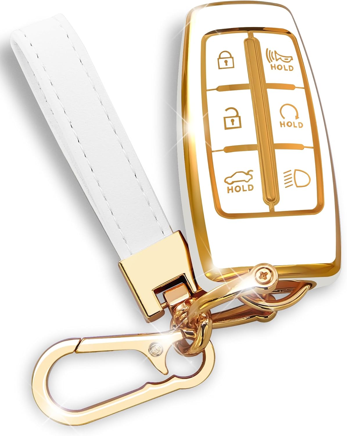 Amazon.com: Compatible with Genesis Key Fob Cover Gold Keychain for G80 ...