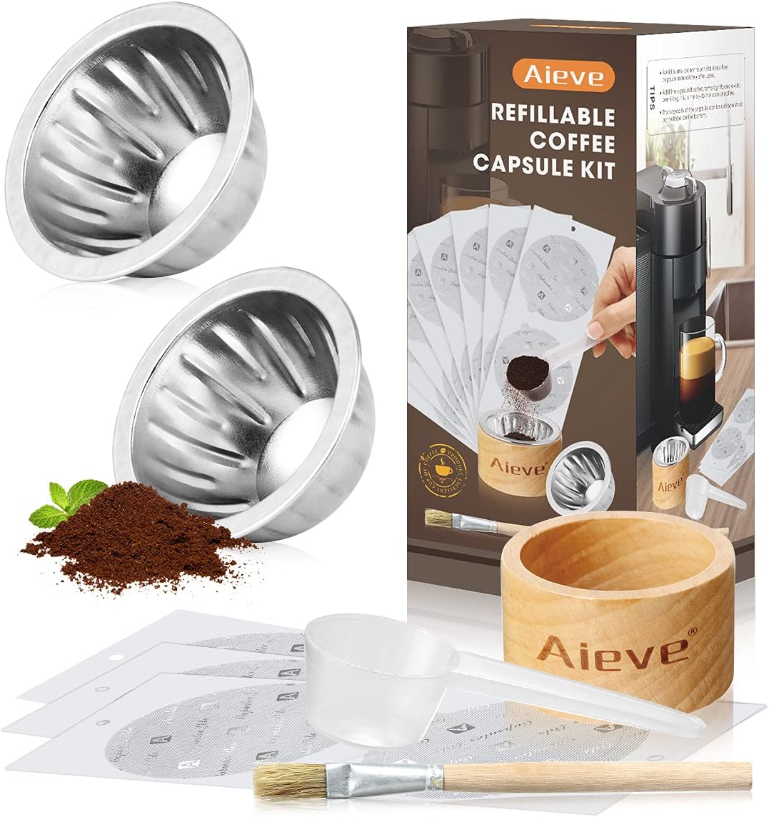Amazon.com: Aieve Refillable Coffee Pods Kit for Nespresso Vertuoline ...