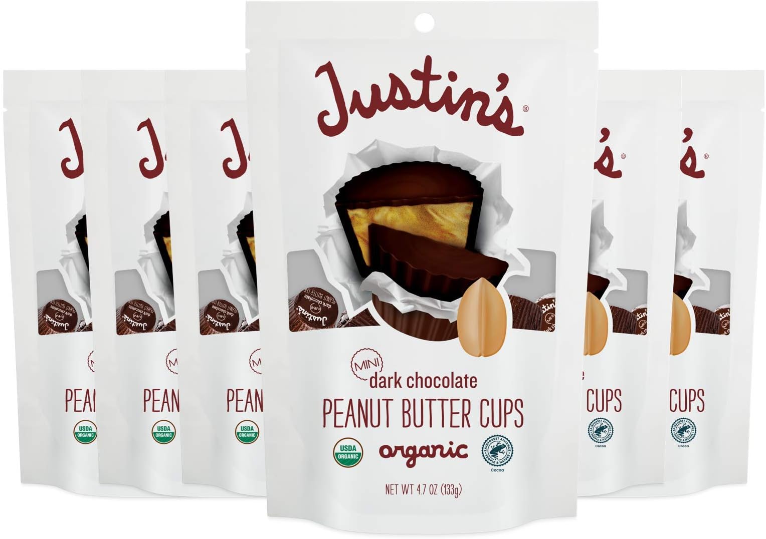 Amazon.com : JUSTIN'S Organic Mini Dark Chocolate Peanut Butter Cups, 4 ...