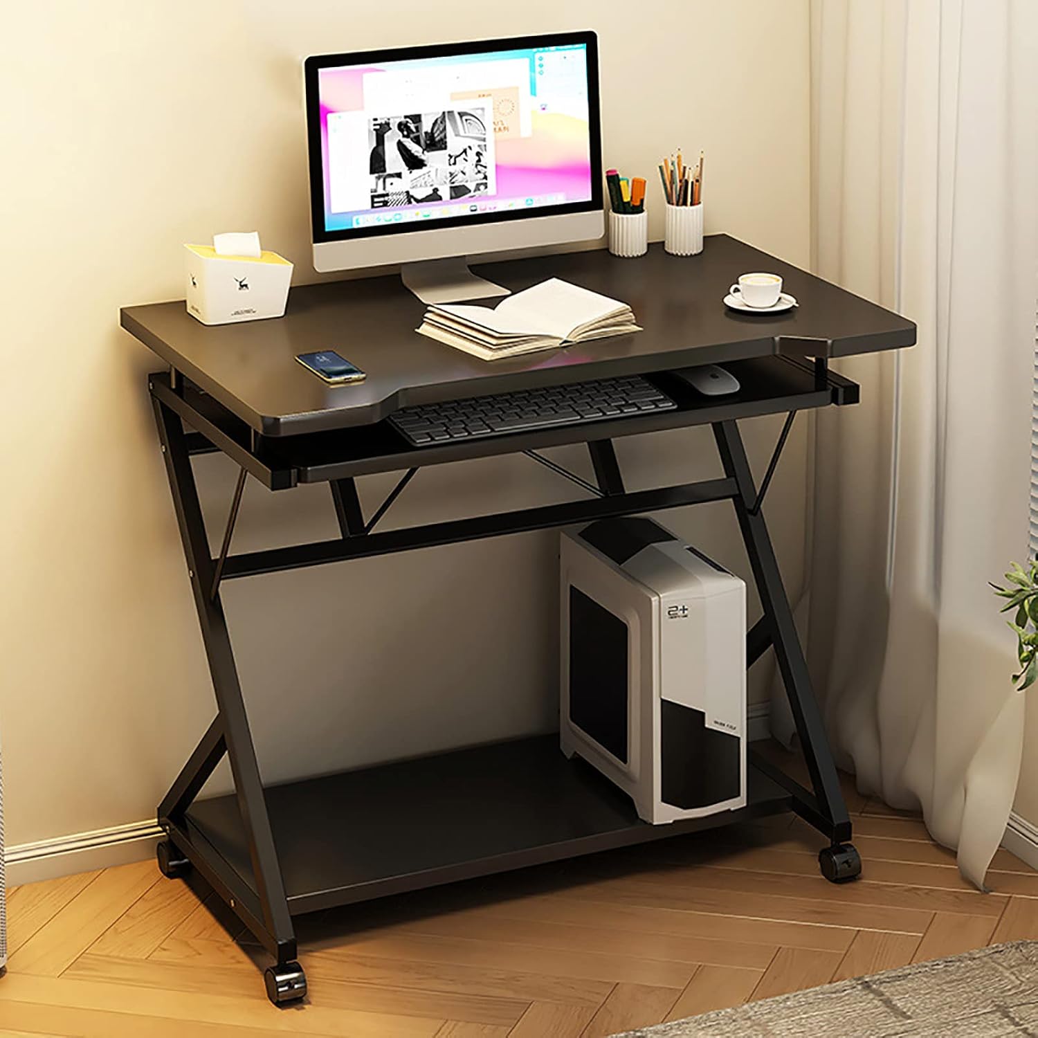 Portable Rolling Computer Desk with Wheels,Modern Simple Home Office ...