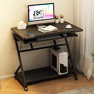 Portable Rolling Computer Desk with Wheels,Modern Simple Home Office Gaming Desk Study Table ...