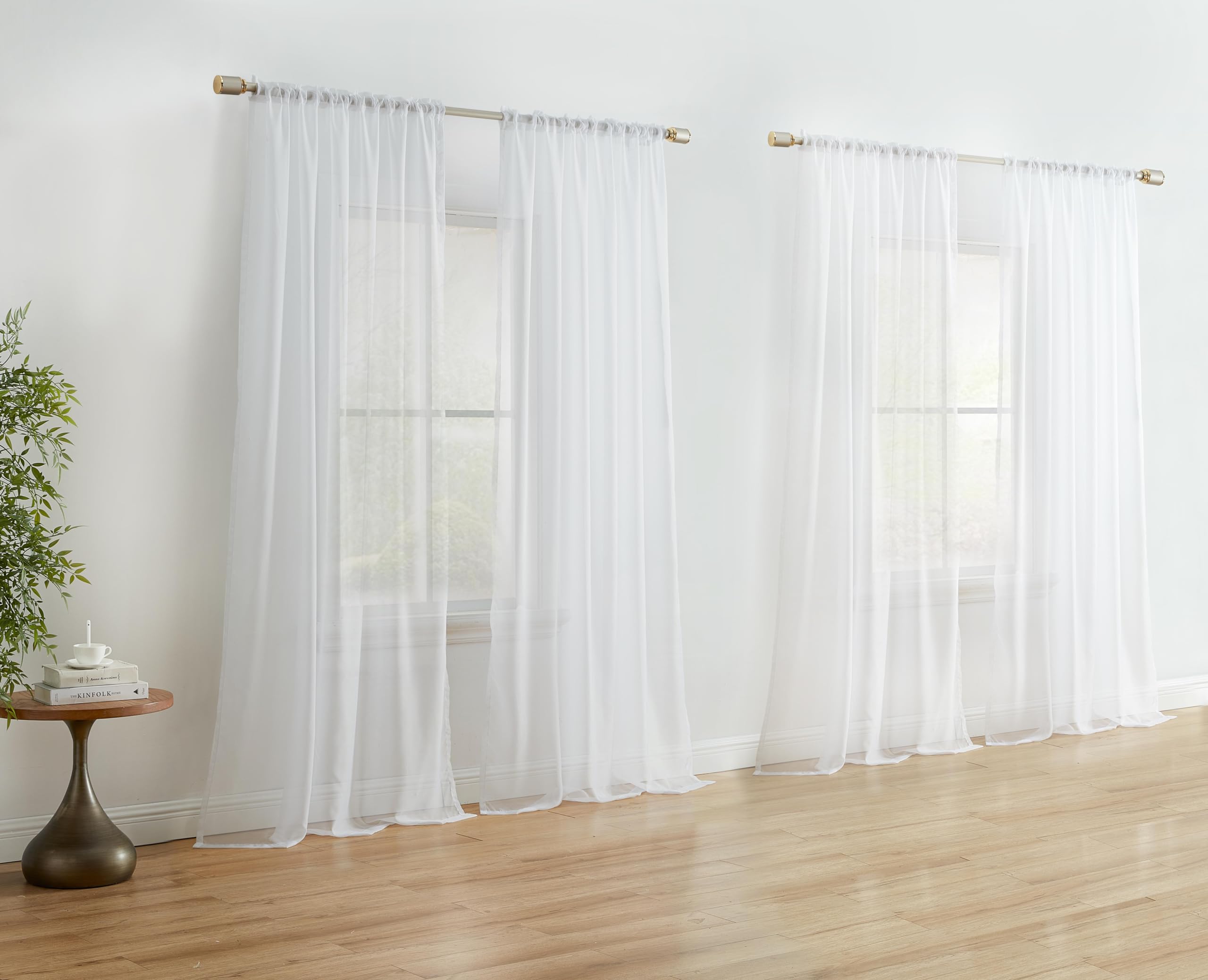 Snapklik.com : HLCME White Sheer Curtain Panels: Window Treatment ...