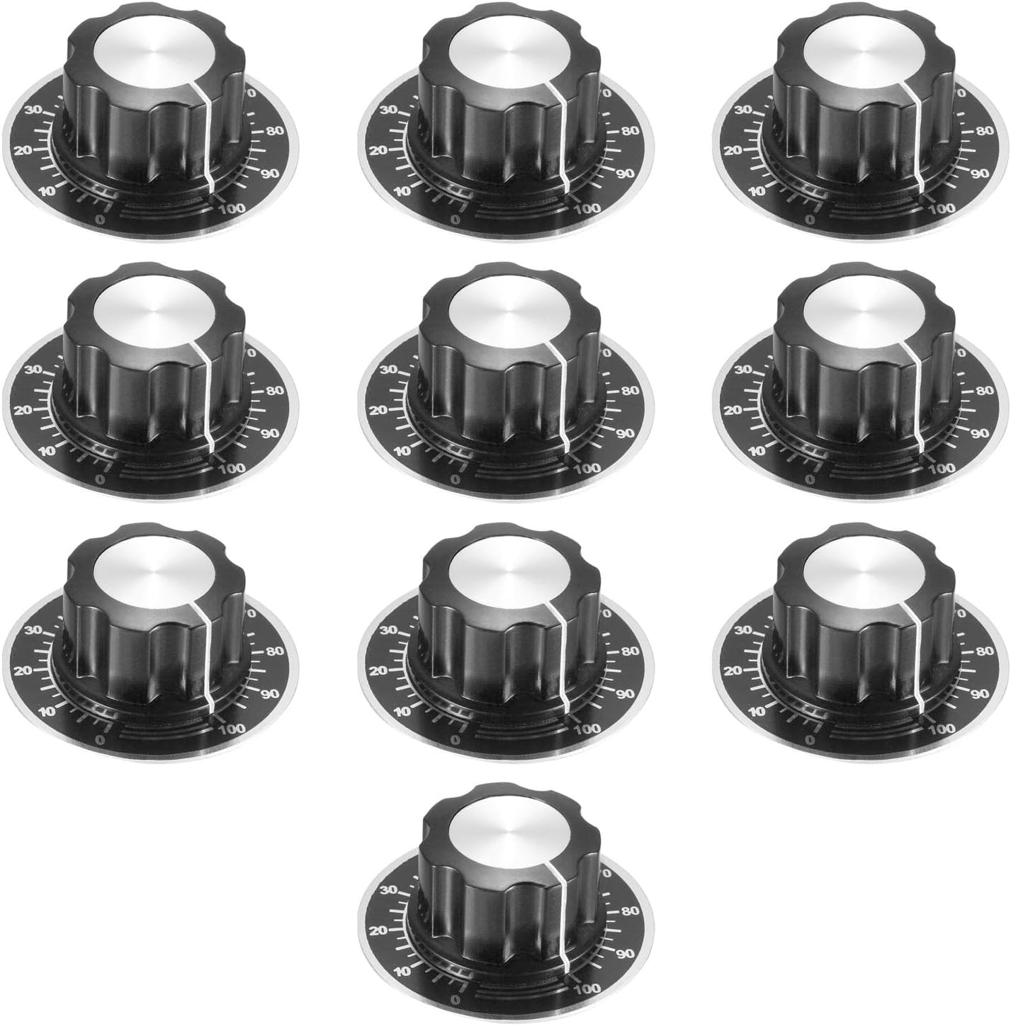 Amazon.com: 10pcs Potentiometer Knobs, Rotary Knob, A03 Silver Tone Top ...