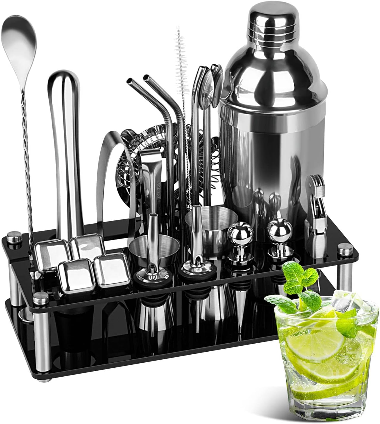 Amazon.com: Farafox Cocktail Shaker Set Bartender Kit,23 PCS Bar Tool ...