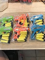 Amazon.com: 6 Pack Mini Foam Dart-Firing Blasters Micro Toy Guns with ...
