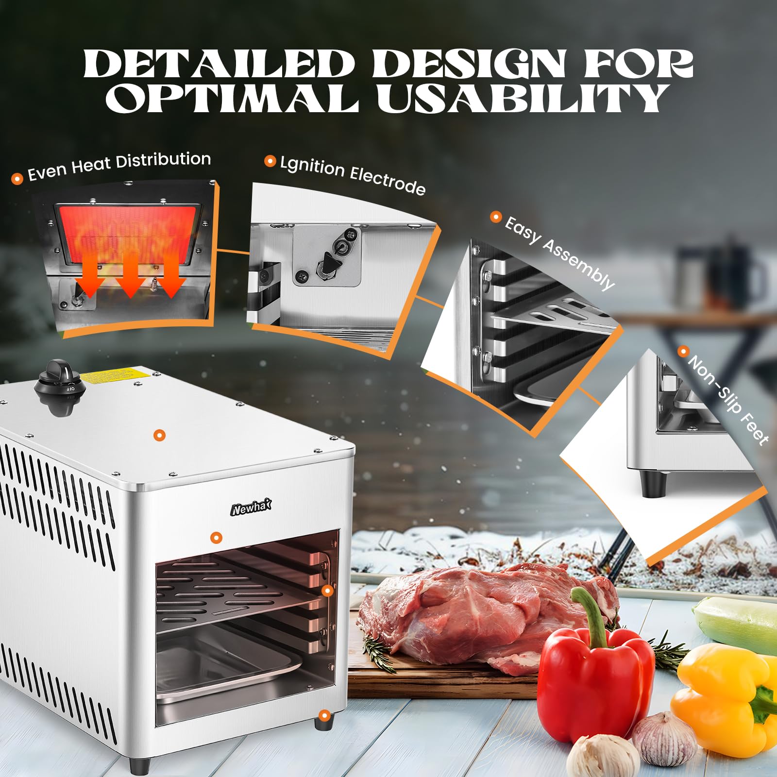 Snapklik.com : 1400 Propane Steak Broiler Gas Steak Grill Portable ...