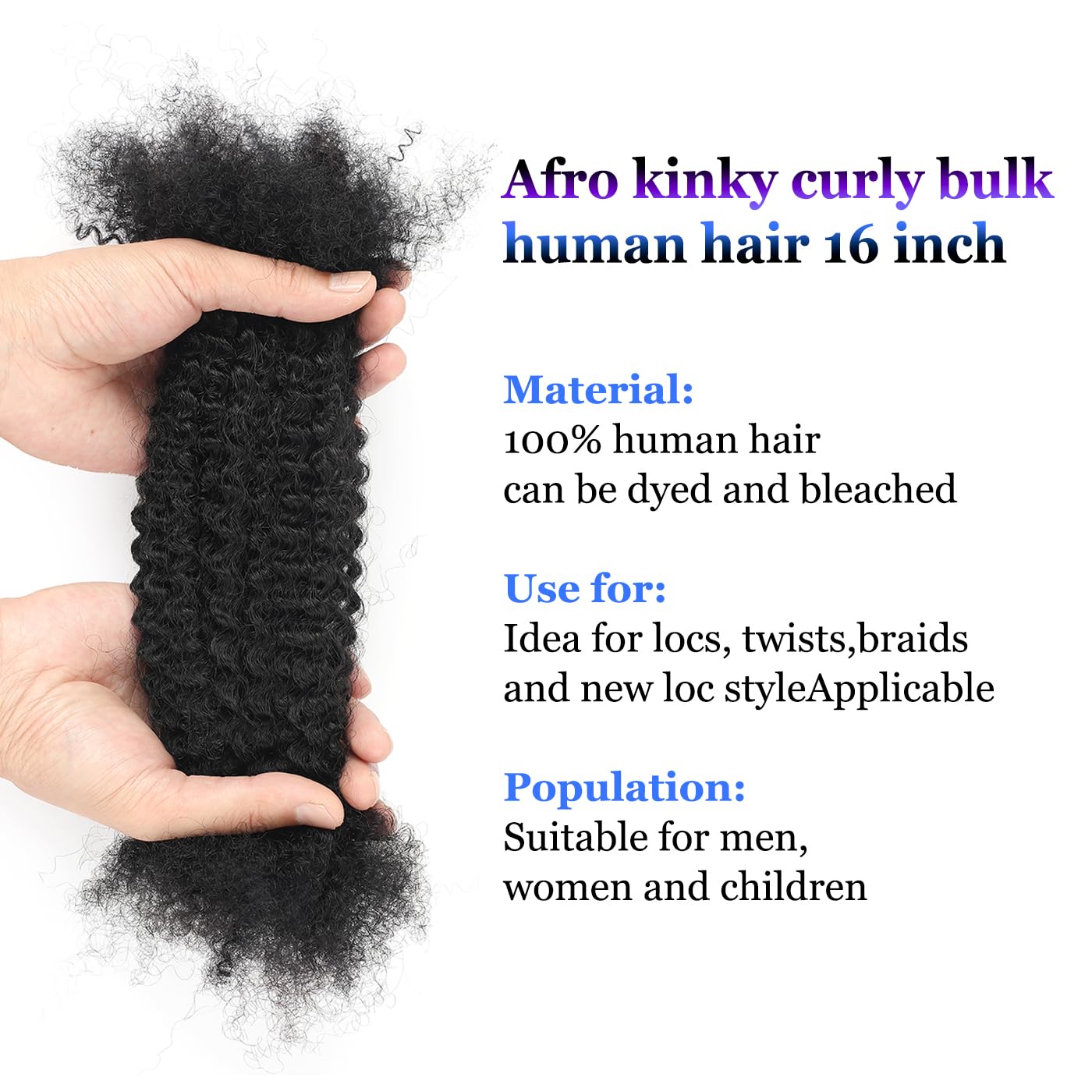 Snapklik.com : Afro Kinky Curly Human Hair Bulk For Permanent Micro ...