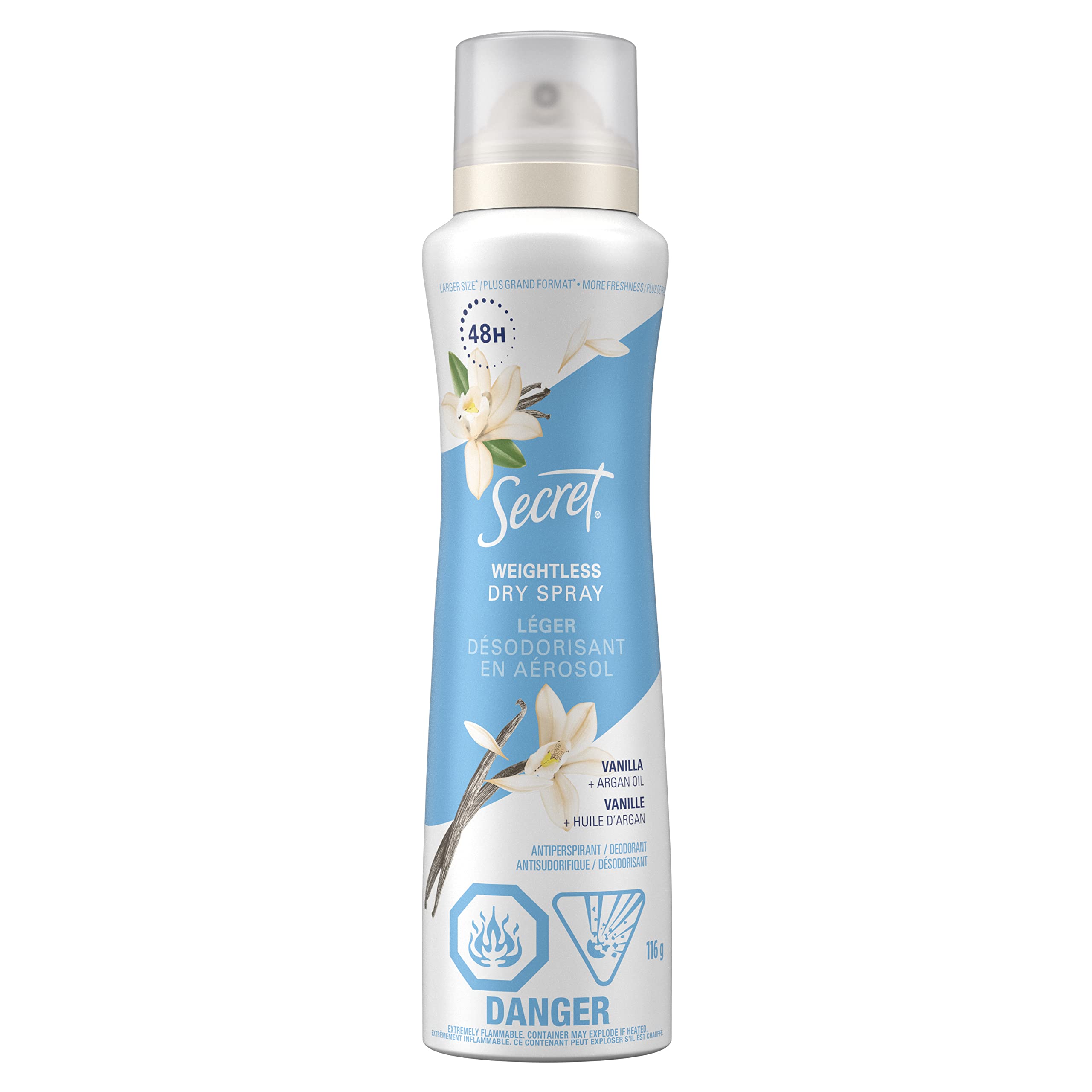Secret Dry Spray Antiperspirant Deodorant, Vanilla and Argan Oil, 116g ...