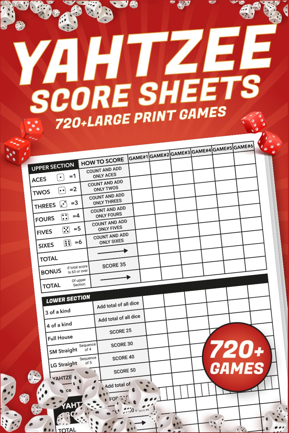 Yahtzee Score Sheets: 720+ Score Games for Scorekeeping, Yahtzee Score ...