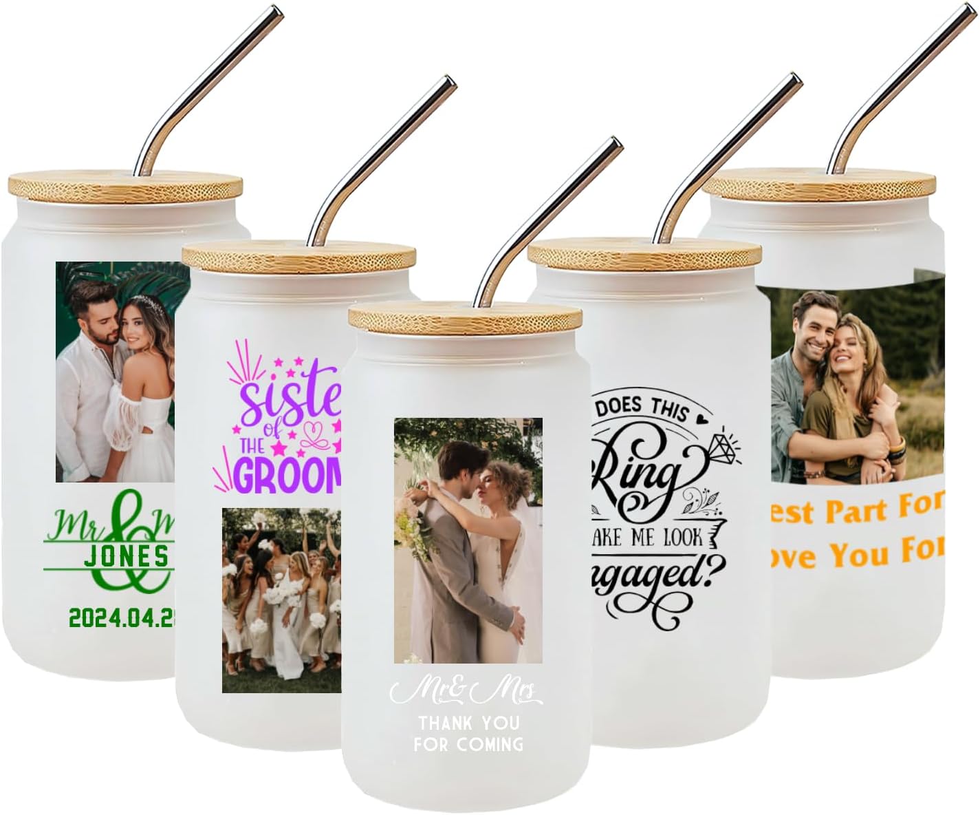 Amazon.com | Personalized Glass Cup with Lid and Straw - Custom Cup ...