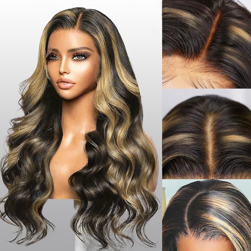 Amazon.com : Beahost Highlight Ombre Lace Front Wig Human Hair 1B/27 ...