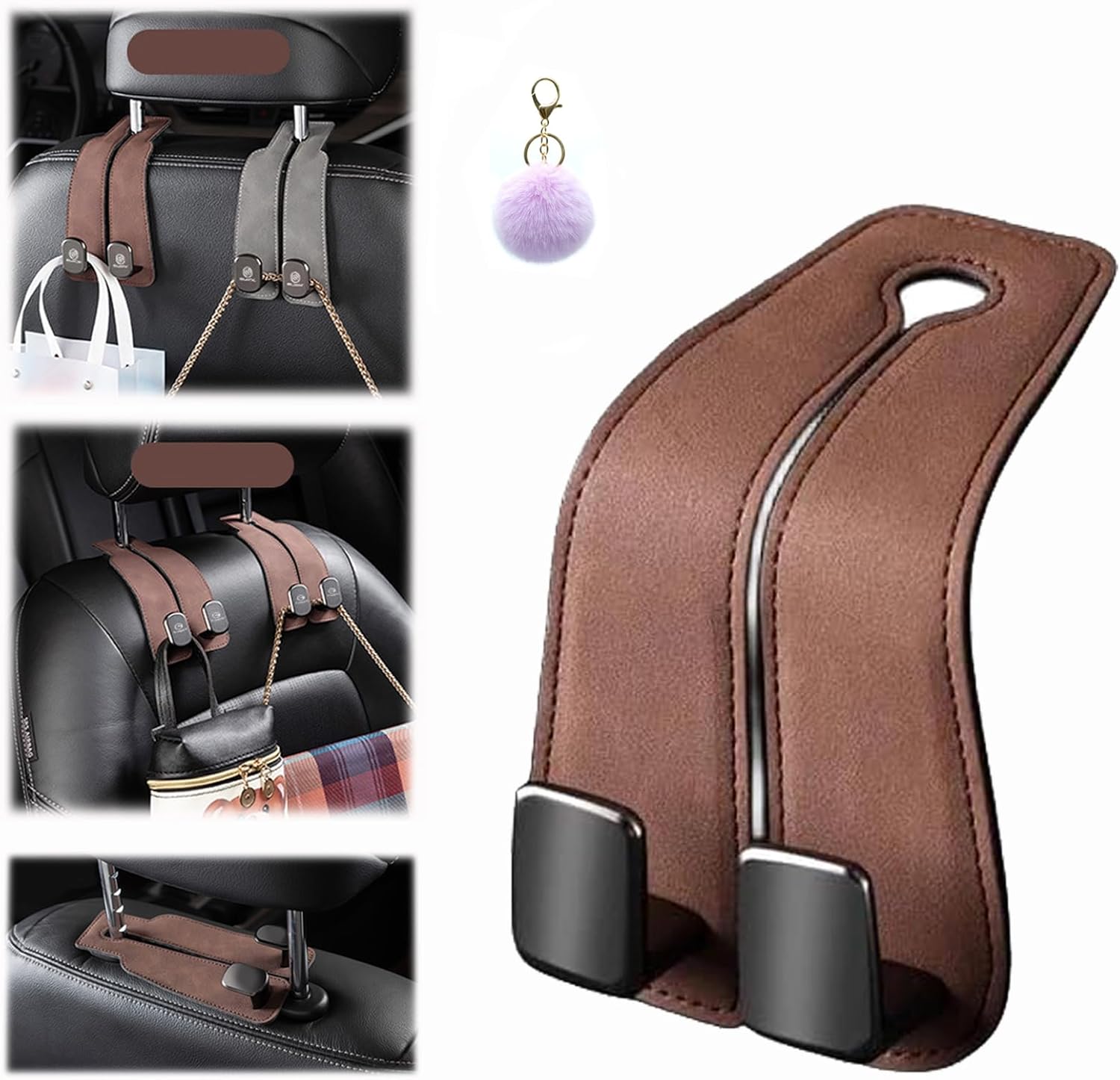 Amazon.com: CphZnf Car Seat Back Double Hook, Car Hook Seat Back ...
