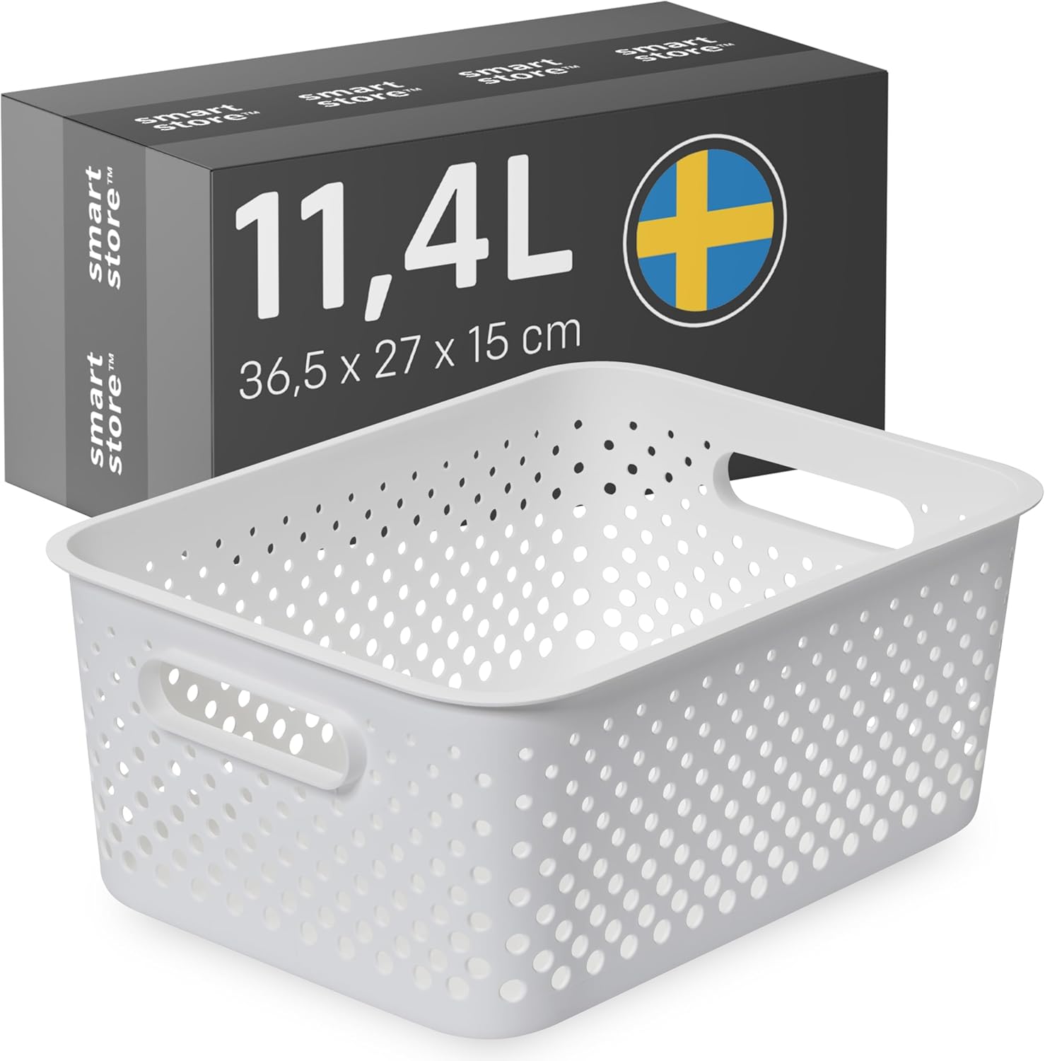 SmartStore Storage Basket with Handles in White 11.4L (36.5x27x15cm ...
