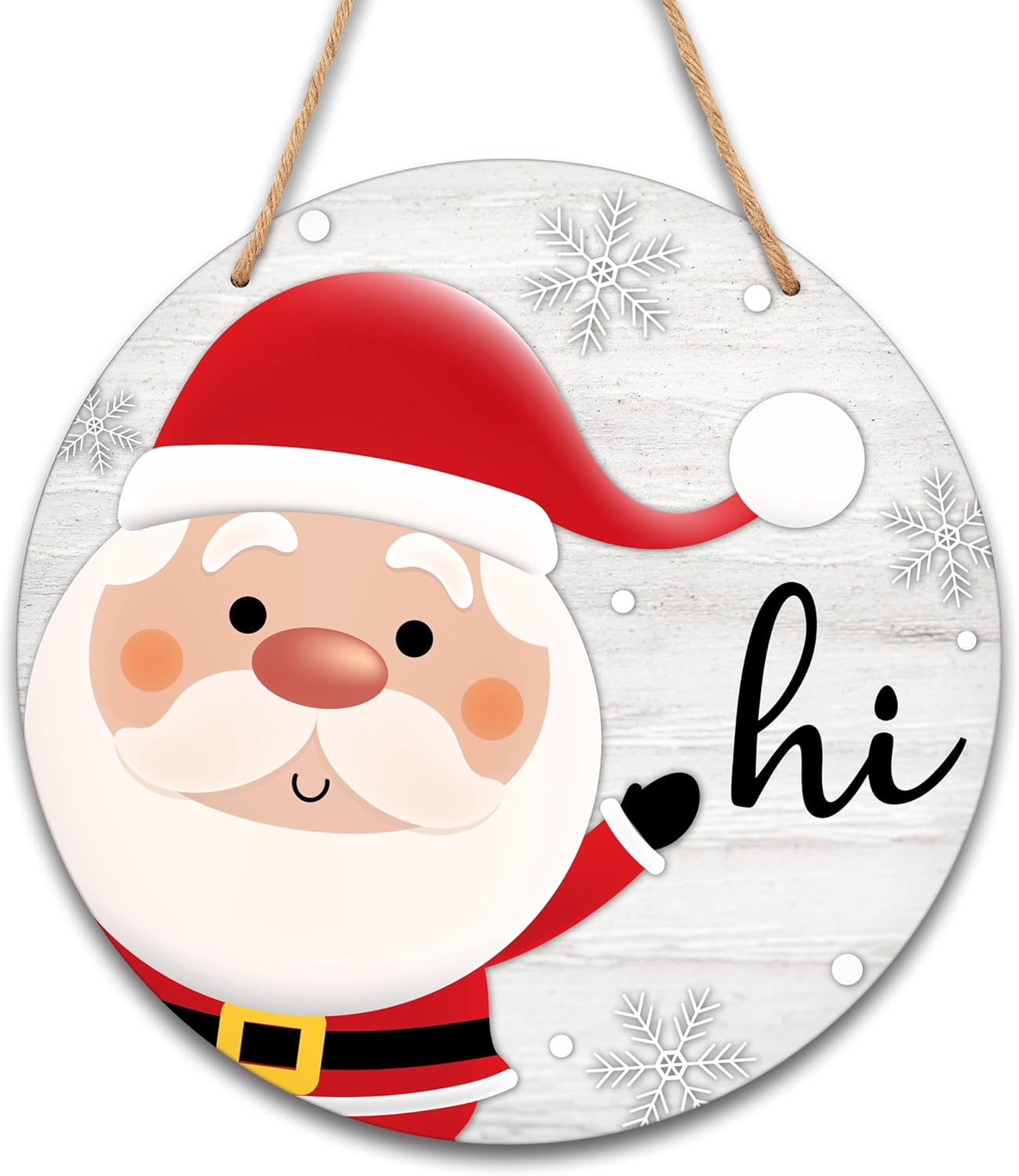 Amazon.com: Santa Welcome Sign for Front Door Decor, 8" Round Wood Sign ...