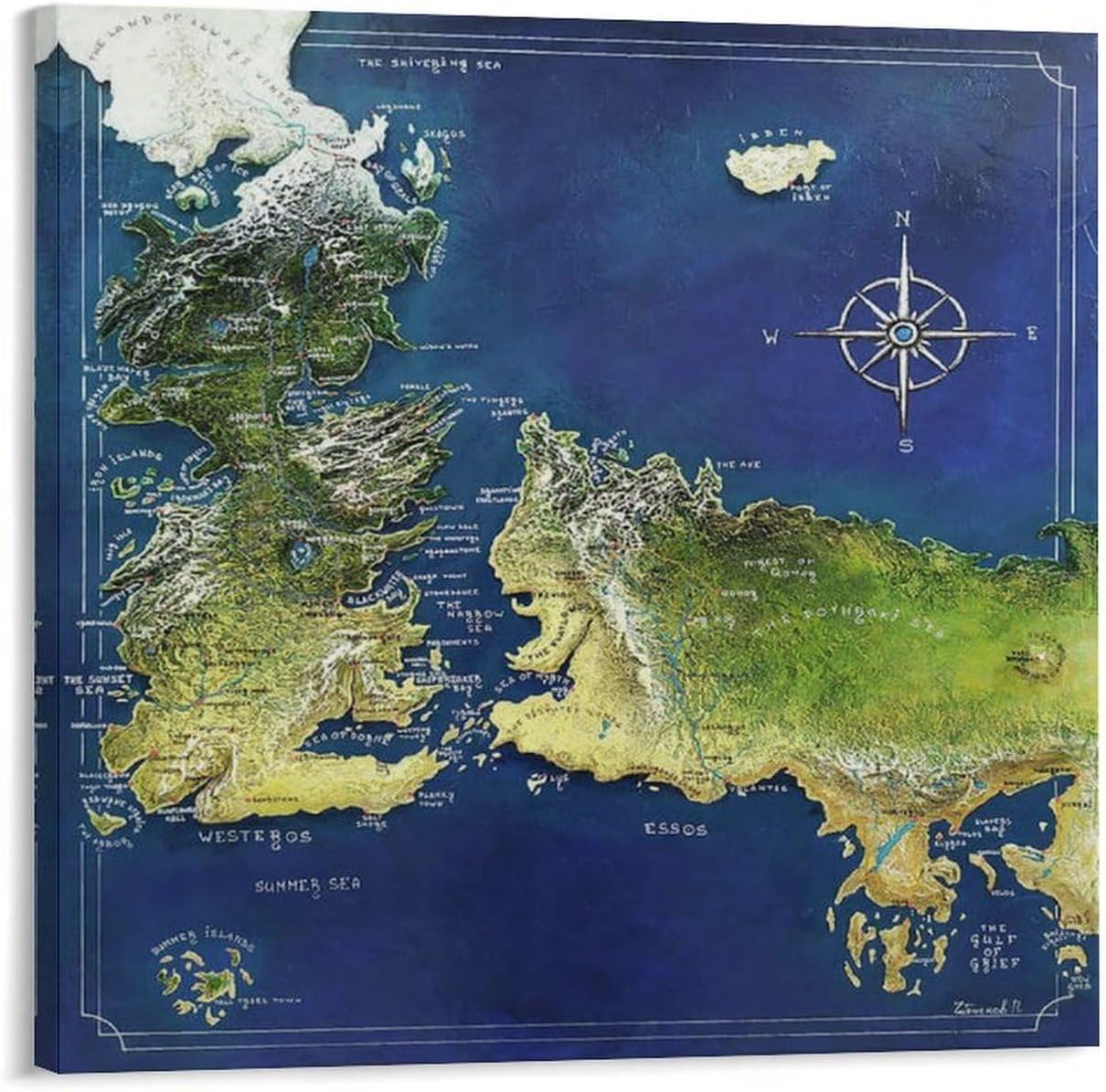 YIYIGZS Vintage Posters Westeros And Essos World Map Art Posters Canvas ...