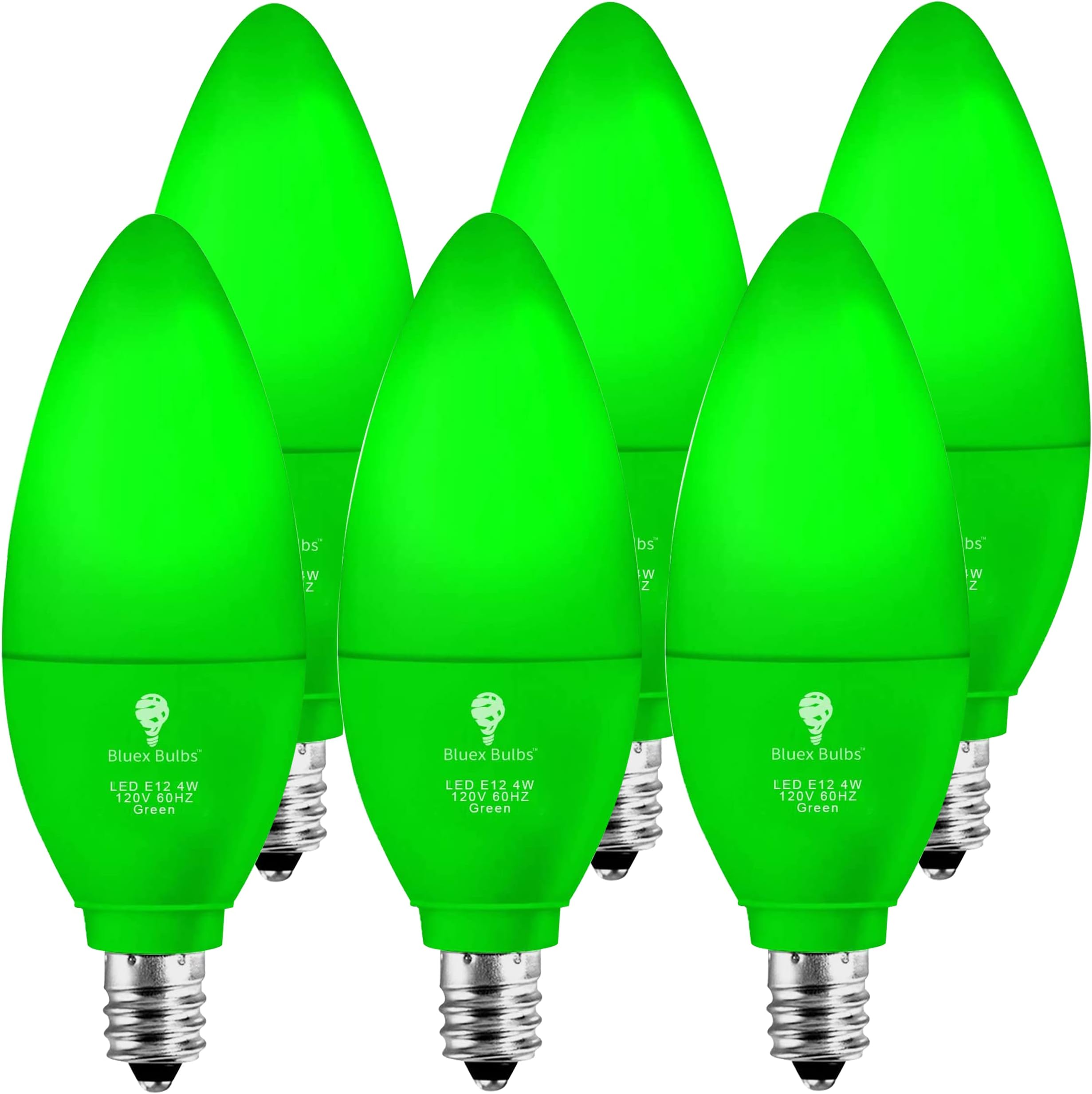 6 Pack BlueX LED Candle Green Light Bulb - 4W (40Watt Equivalent) - E12 ...