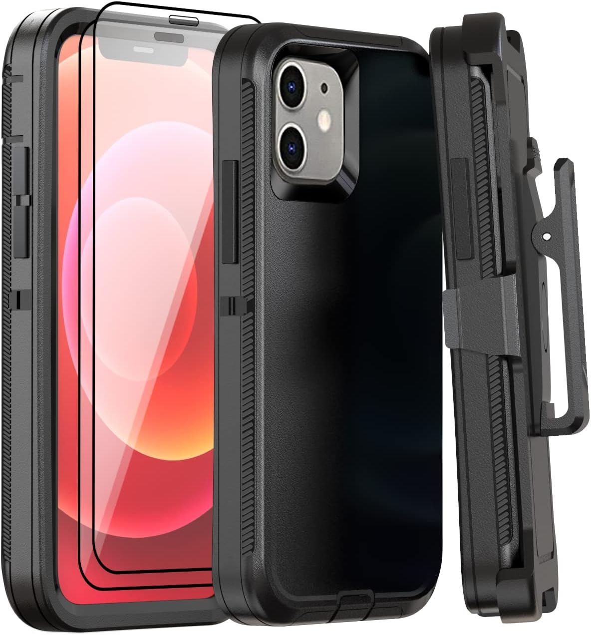 Amazon.com: PQC for iPhone 15 Case with Belt Clip and 2 Pack Screen ...