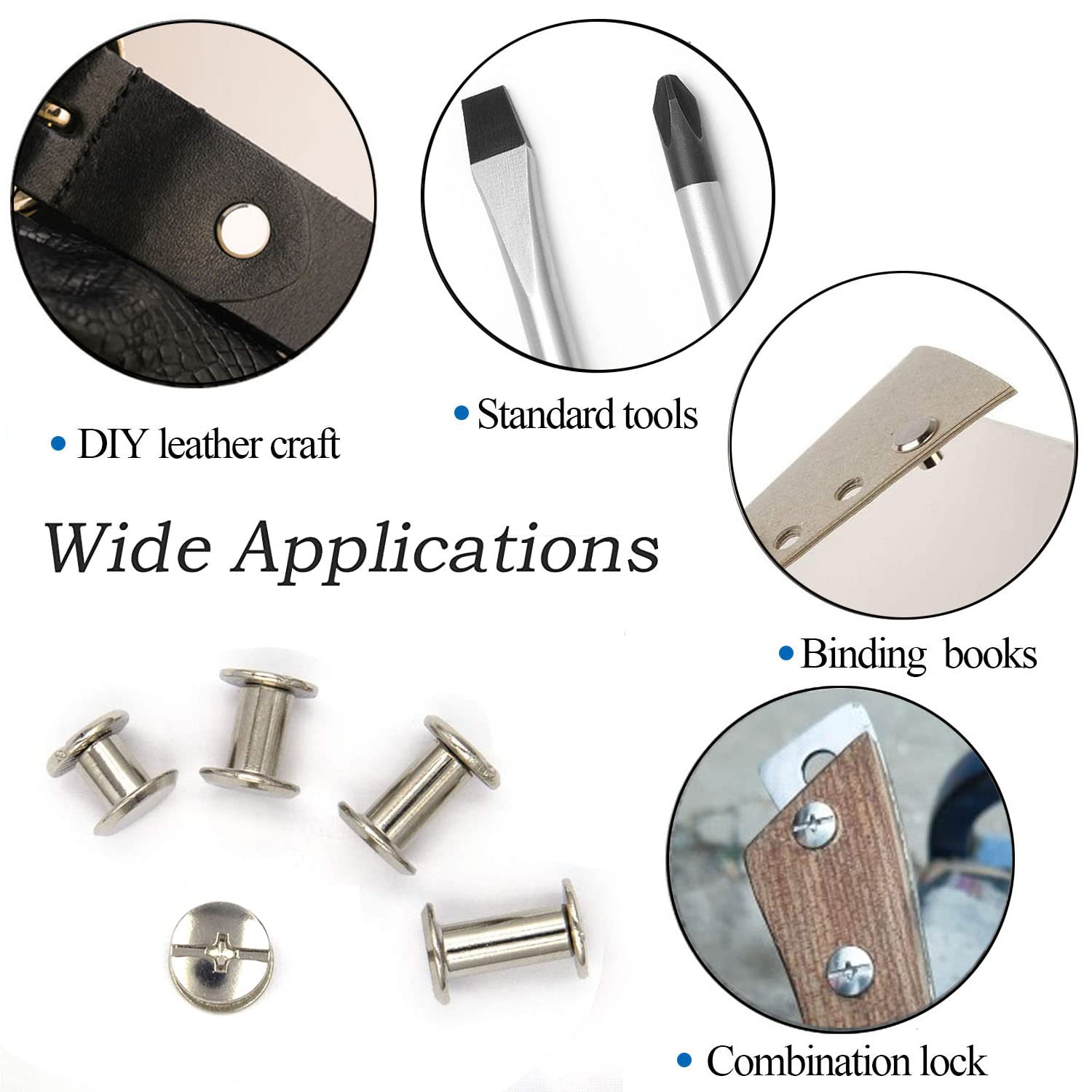 Snapklik.com : 80Sets Chicago Screws Leather Rivets Assorted Screw ...