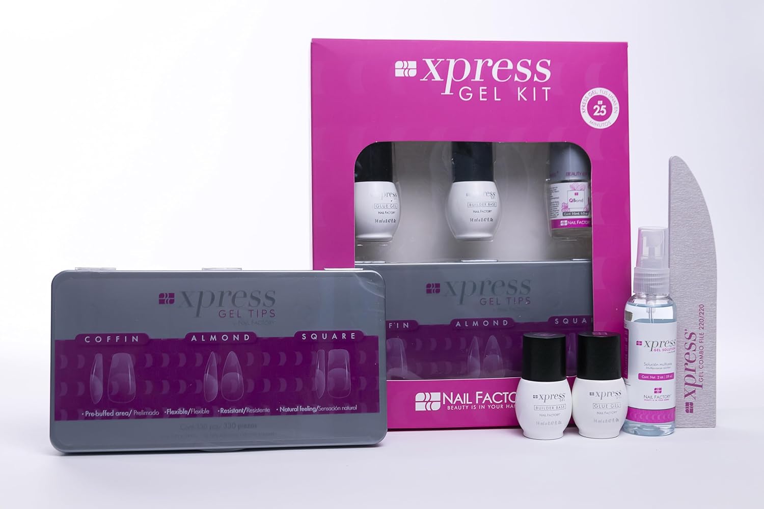 NAIL FACTORY - XPRESS GEL KIT, SOFT GEL TIPS. Kit de uñas de gel ...