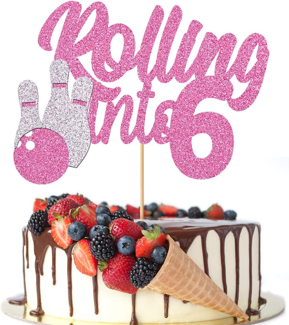 Amazon.com: Crseniny Rolling into 6 Cake Topper,bowling 6th Birthday ...