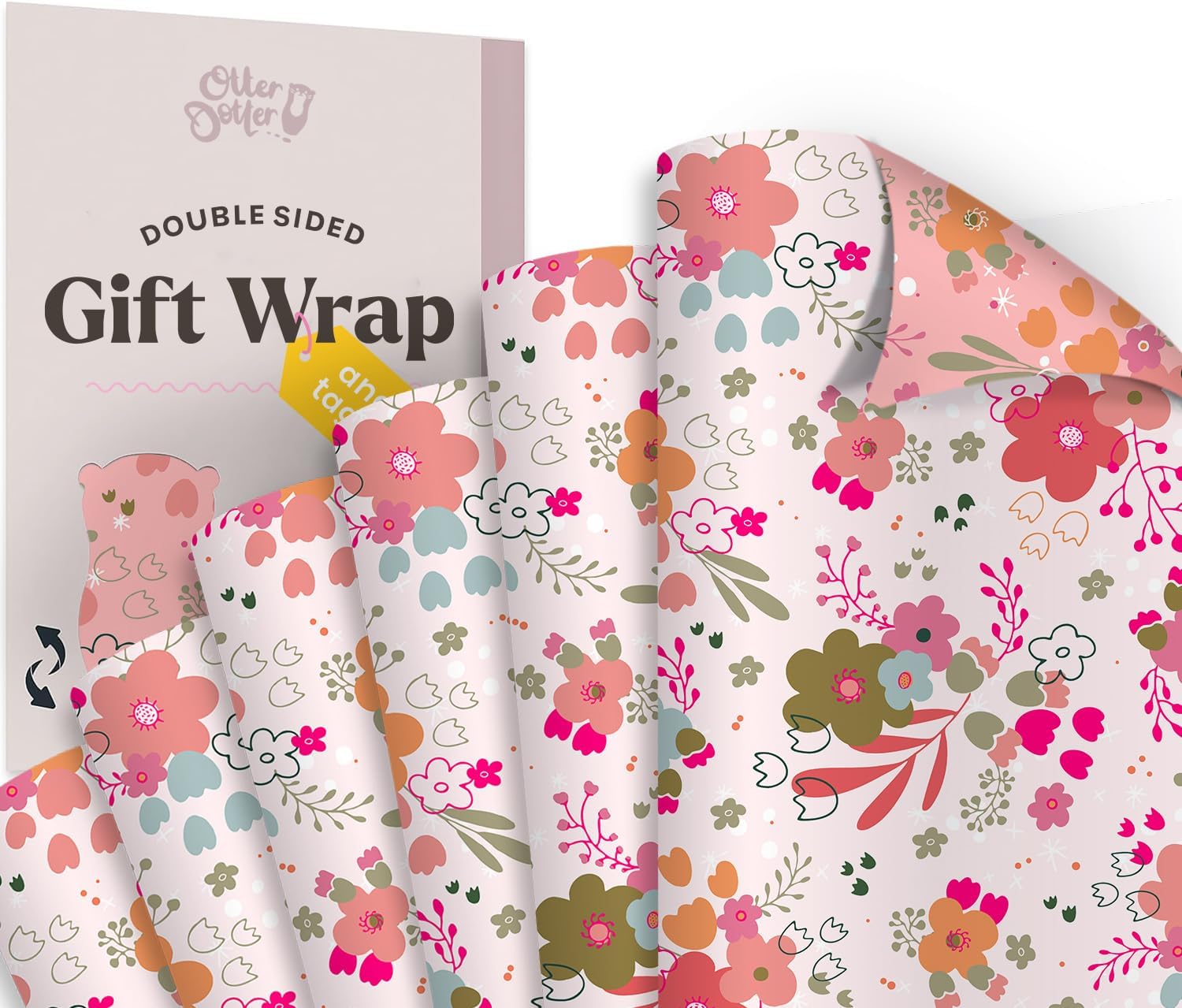 Pink Floral Gift Wrap - 6 Luxury Sheets of Floral Wrapping Paper in ...