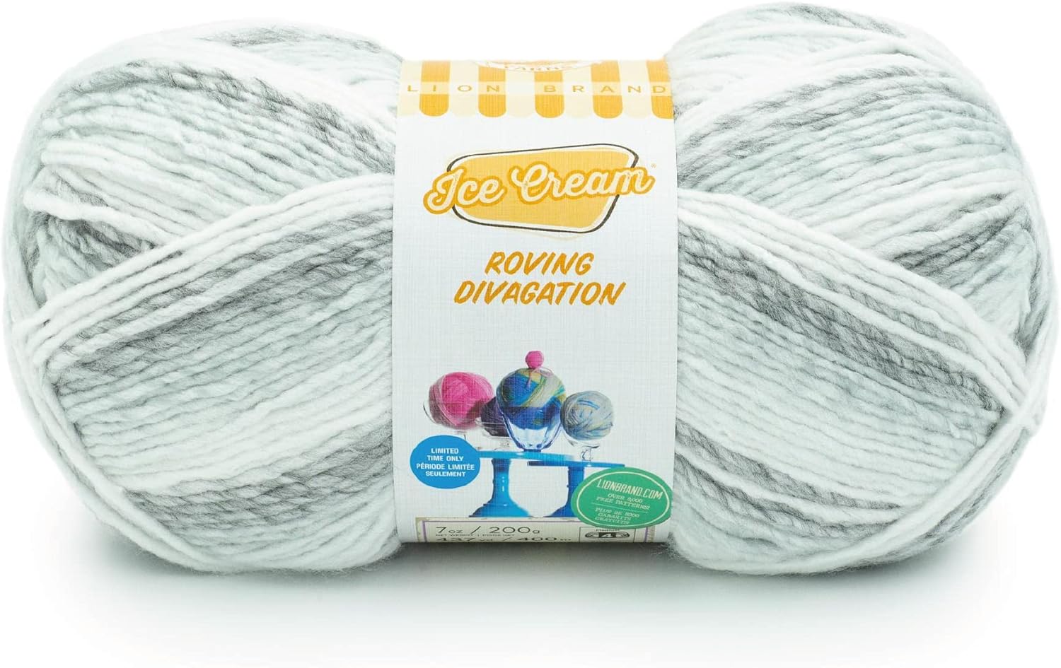 Amazon.com: Lion Brand Yarn Ice Cream Roving Stripes Yarn, Earl Grey