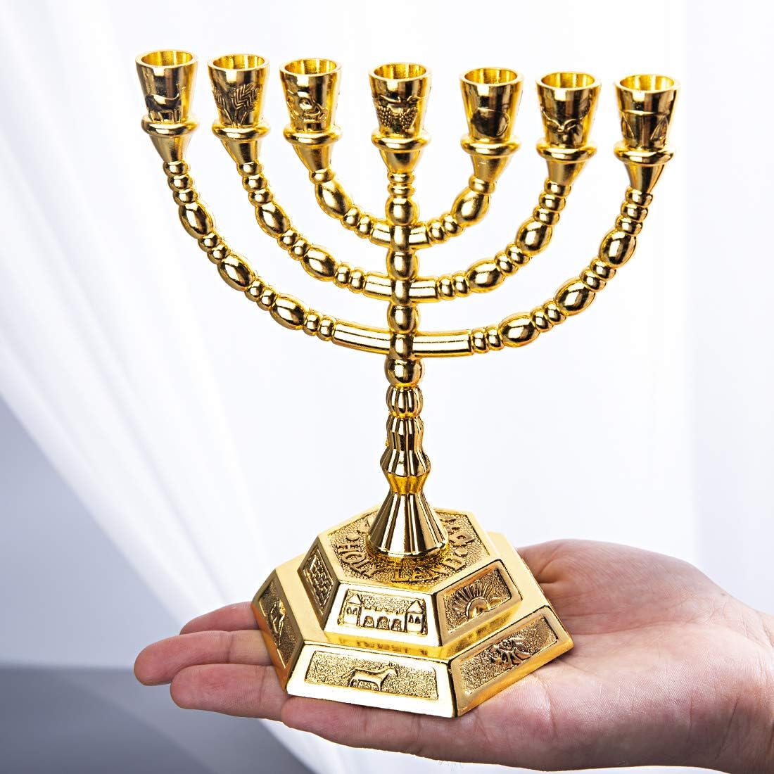 Amazon.com: Ateret Judaica Traditiona Jewish Menorah 7 Branch Candle ...
