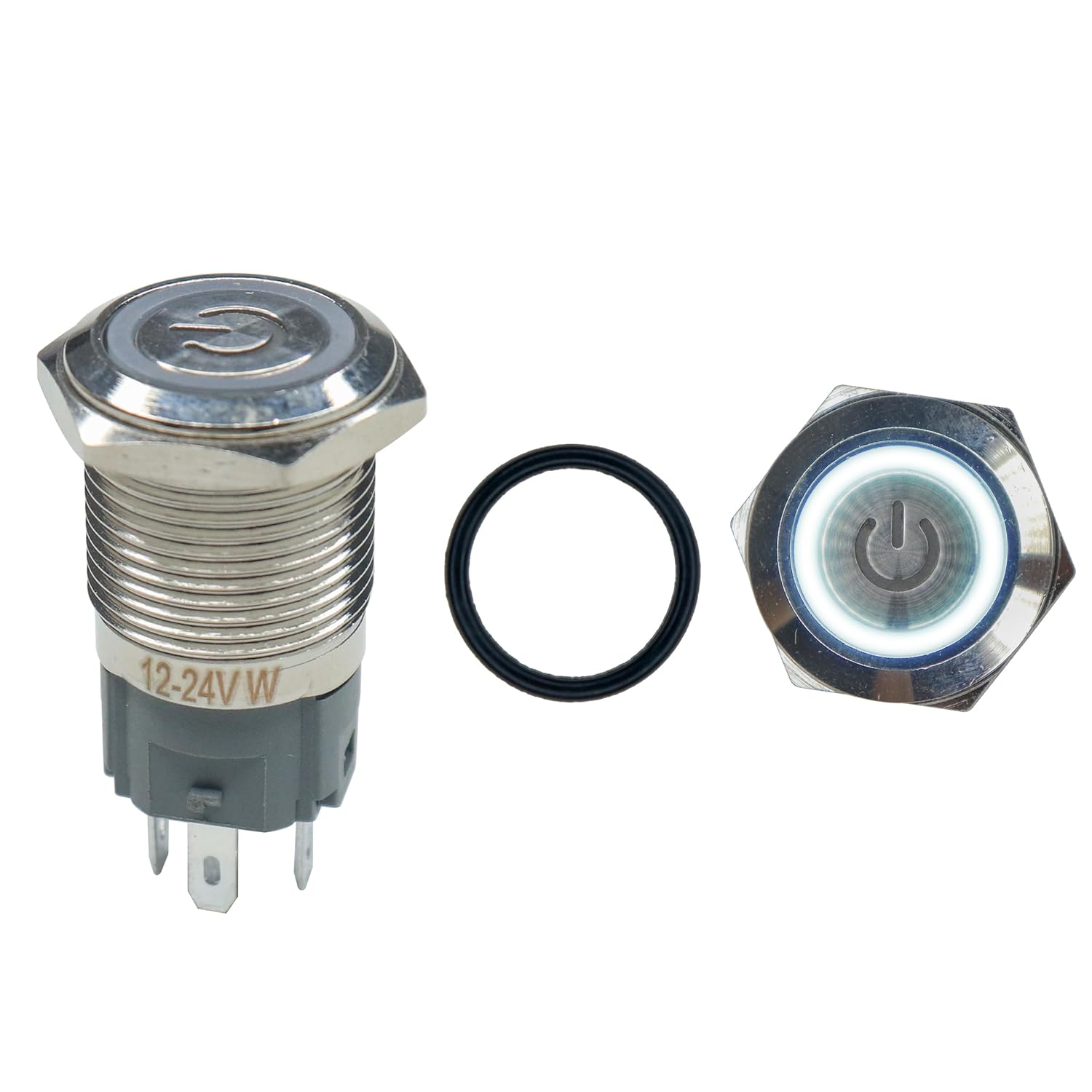 Electronic Spices 16mm 12-24V Ring Light Self Locking Push Button Metal ...