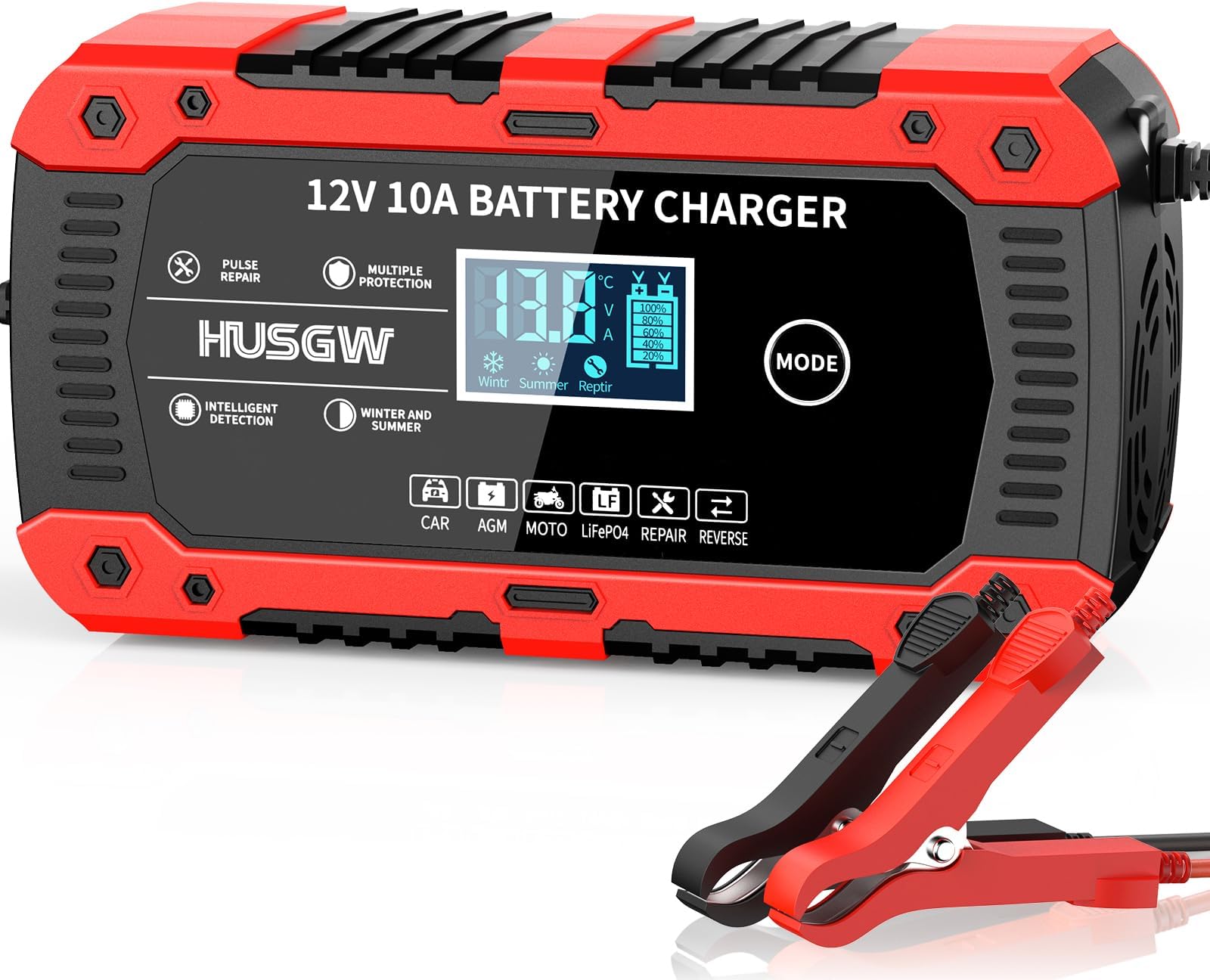 10A 12V Caricabatteria da Auto, Multi Protezioni Mantenitore Batteria ...