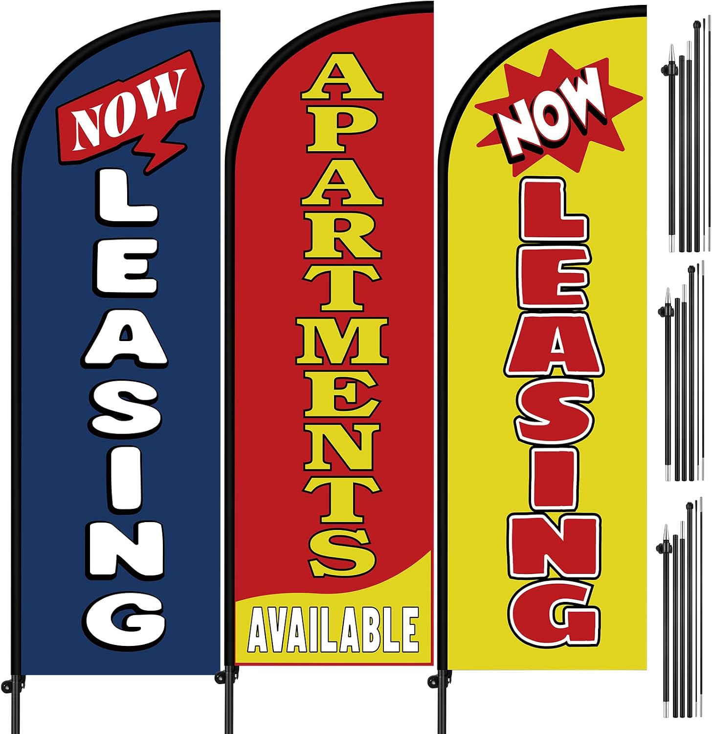 Amazon.com : Tegeme 3 Set 7 ft Now Leasing Swooper Feather Flags ...