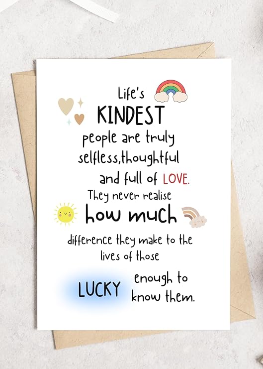 Amazon.com : TEEMI-Cute Appreciation Card for Kindest Person, Great ...
