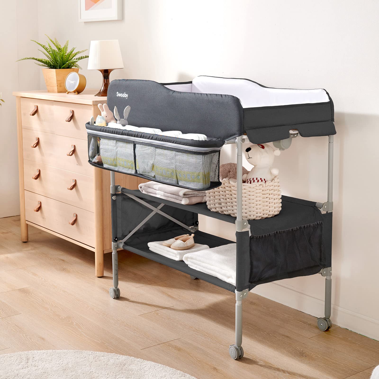 Sweeby Portable Baby Changing Table, Foldable Changing Table Dresser ...