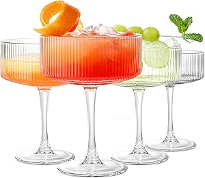 Haayymo Martini Glasses, Crystal Coupe Glasses 8Oz Cocktail Glasses Set ...
