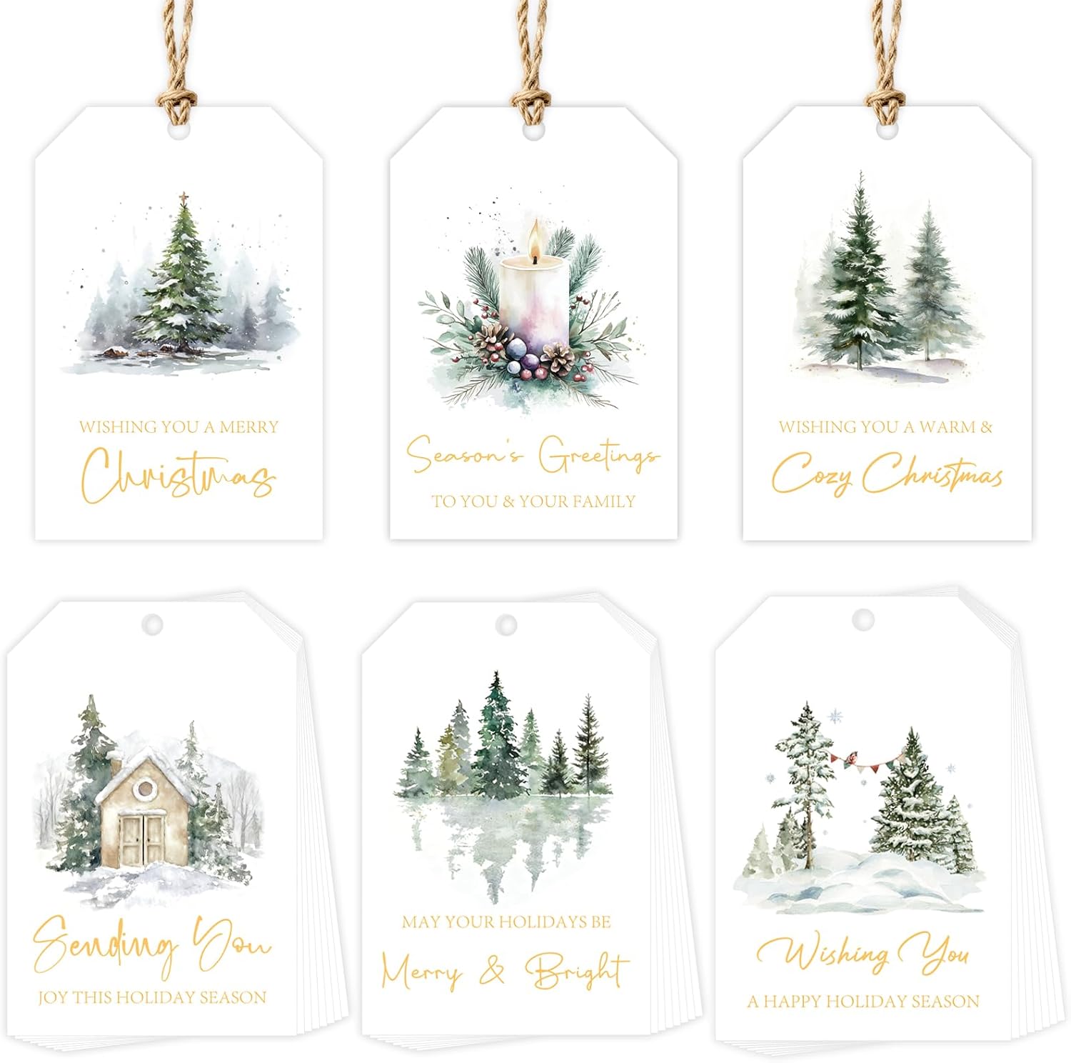 Amazon.com : Modern Christmas Gift Tags, 48Pcs Christmas Paper Labels ...