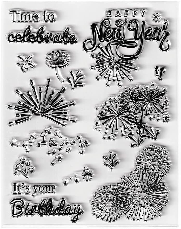 Amazon.com: Christmas Firework Star Clear Stamps for Card Making ...