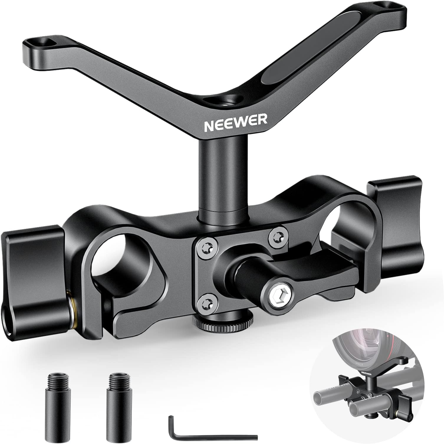 Amazon.com : NEEWER Camera Lens Support with Dual 15mm Rod Rail Clamp ...