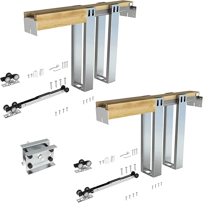 JUBEST 2 Set Pocket Door Frame Kits with 120LBS Two-Way Soft Close ...