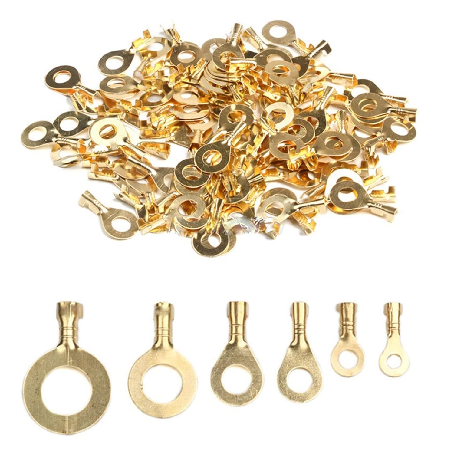 DUNBE 100/150PCS Ring Cable Lugs Terminals Assorted Naked Non-Insulated ...