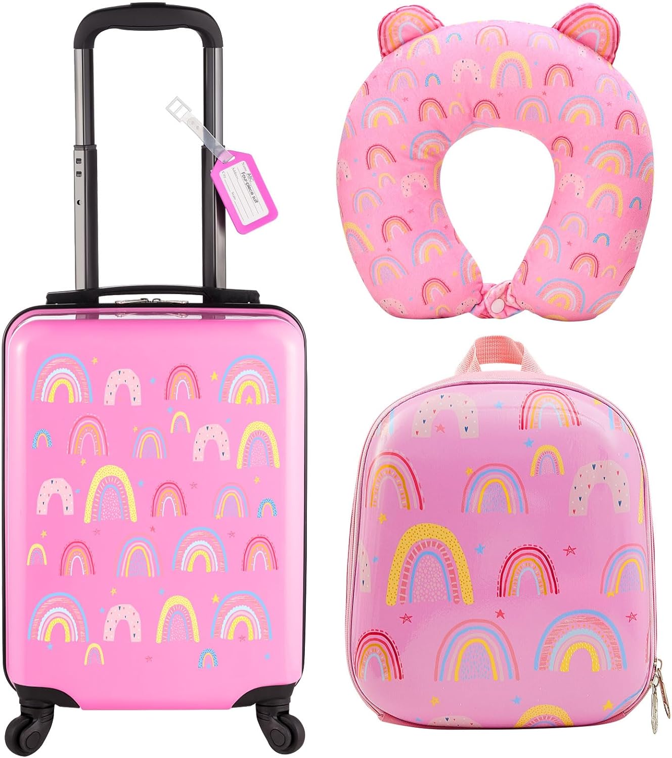 Amazon.com | Sanwuta 4 Pieces Rainbow Luggage for Gift 18 Inch Kids ...